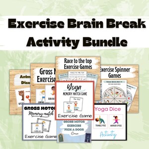 Gross Motor Exercise/brain Break Activity Bundle, Kid's Fitness Bundle ...
