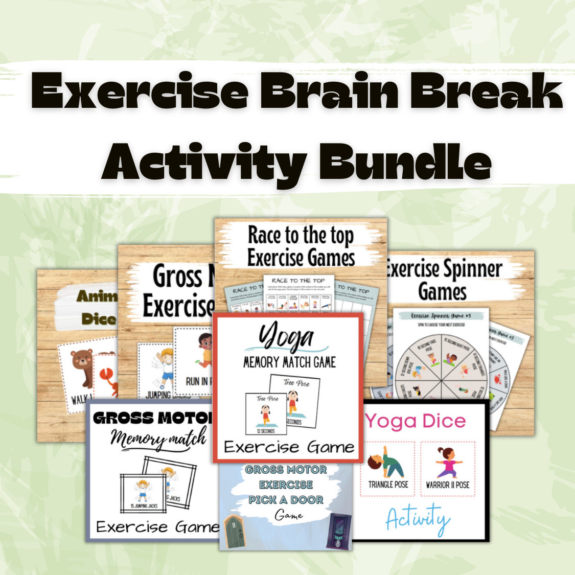 Gross Motor Exercise/brain Break Activity Bundle, Kid's Fitness Bundle ...