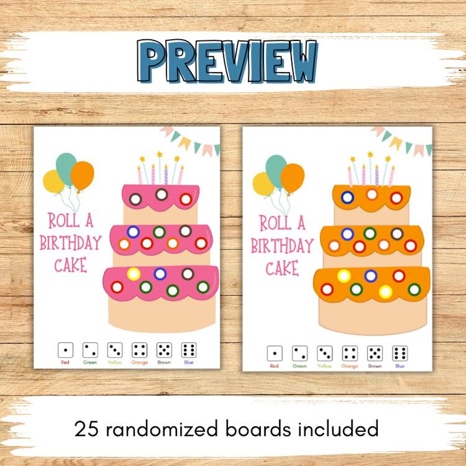Roll a Birthday Cake Game, Birthday Party Game, Birthday Game for Kids ...