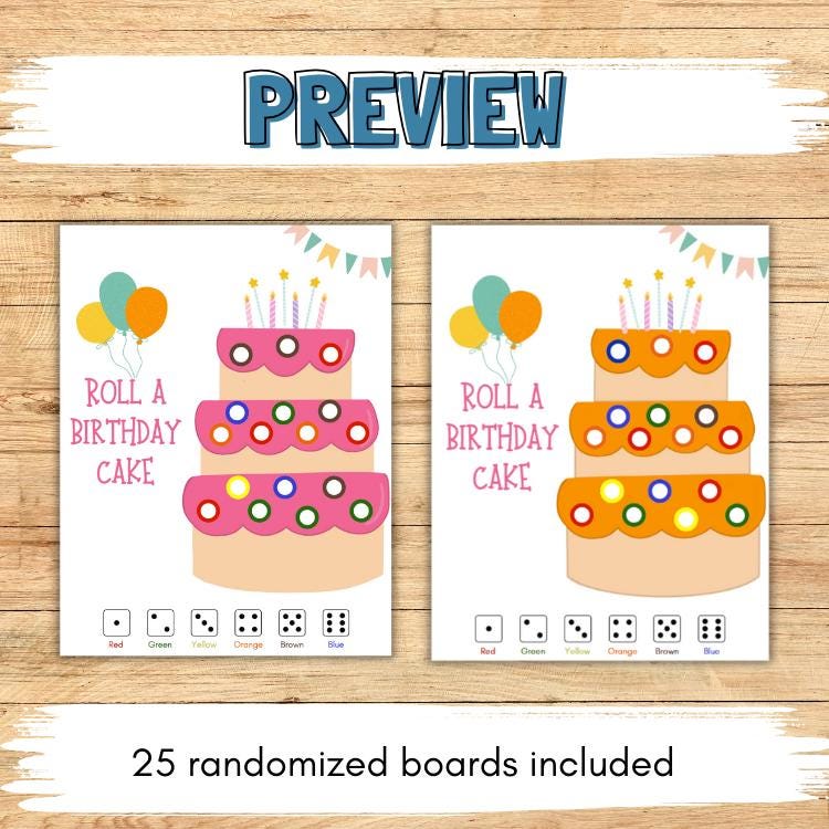 Roll a Birthday Cake Game, Birthday Party Game, Birthday Game for Kids ...