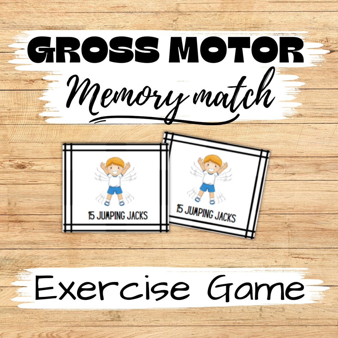 Gross Motor Exercise Memory Match Game, Kid's Fitness Game, Exercise ...