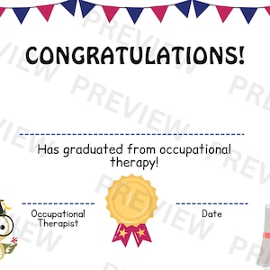 Occupational Therapy Graduation Certificates, Pediatric OT Graduation ...