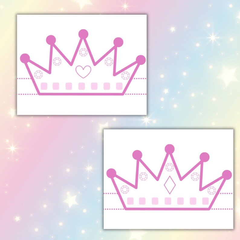 Wearable Paper Princess Crown Reward Chart, Princess Crown Sticker ...