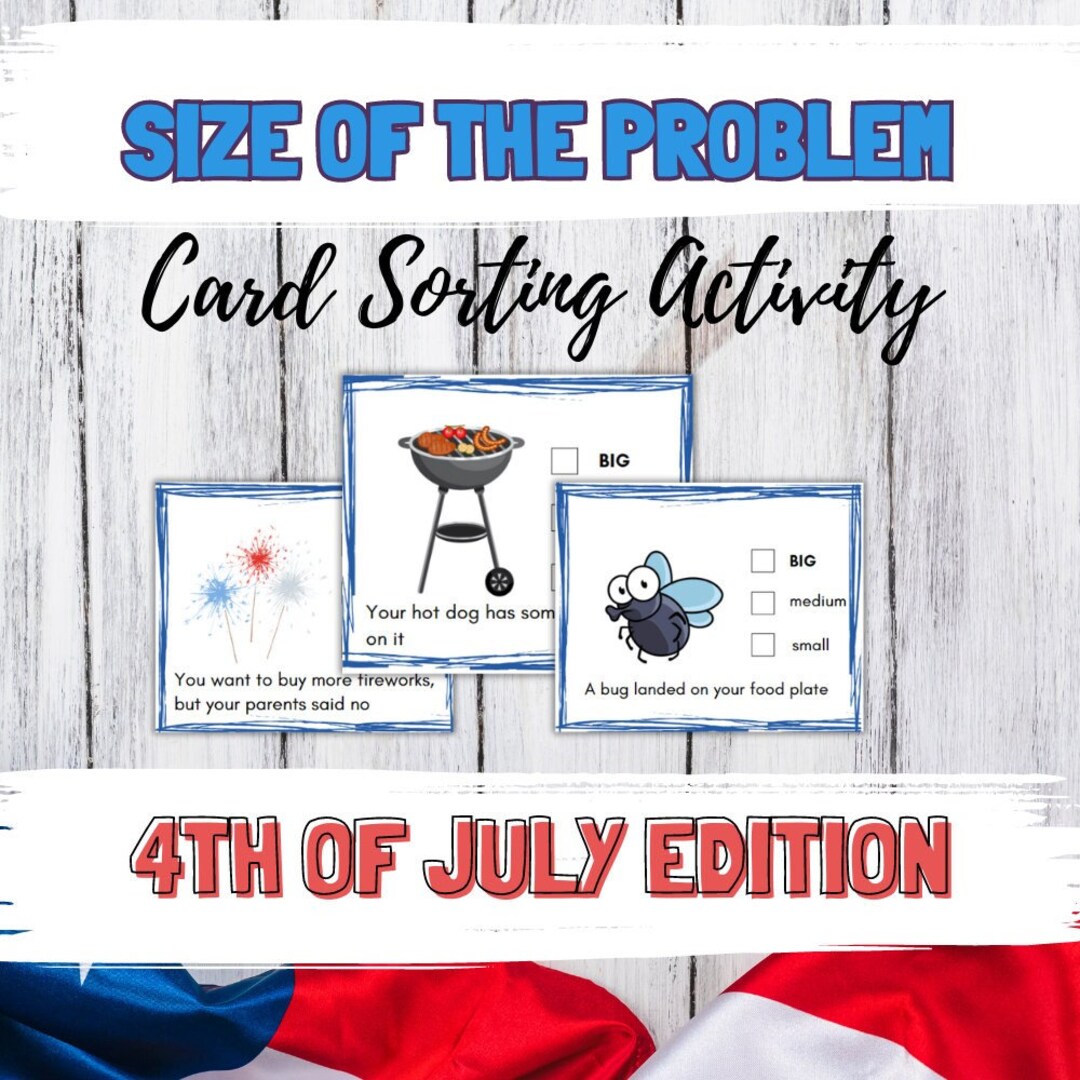 4th of July Size of the Problem Cards, Fourth of July Therapy Activity ...