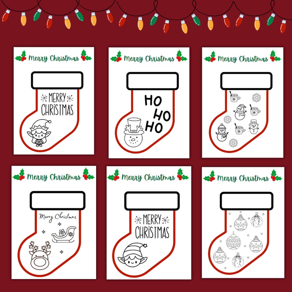 Printable Christmas Stocking Template; Kids Christmas Stocking Coloring ...