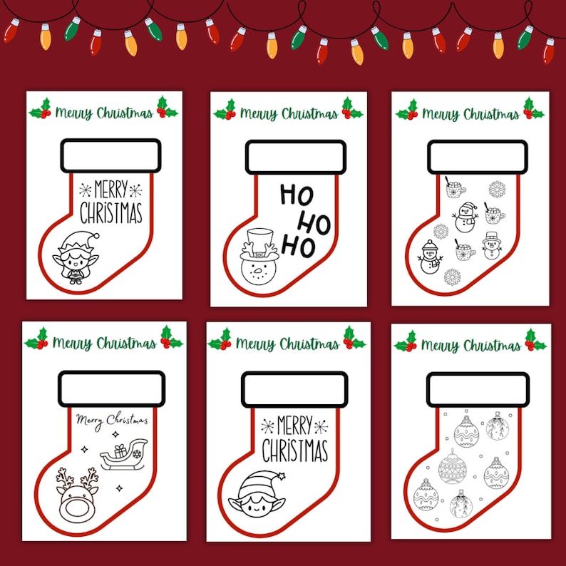 Printable Christmas Stocking Template; Kids Christmas Stocking Coloring ...