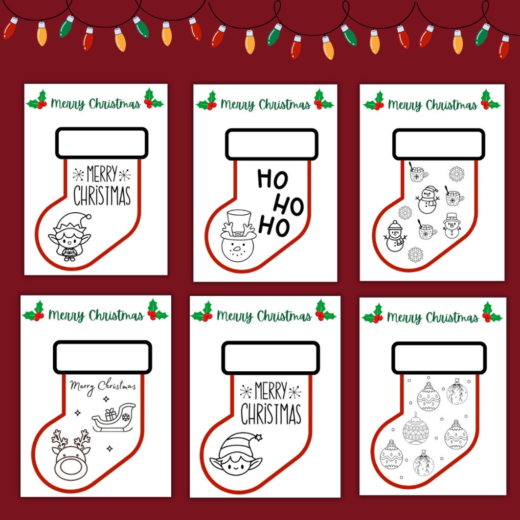 Printable Christmas Stocking Template; Kids Christmas Stocking Coloring ...