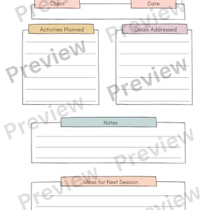Occupational Therapy Treatment Plan Templates; Pediatric OT Treatment ...
