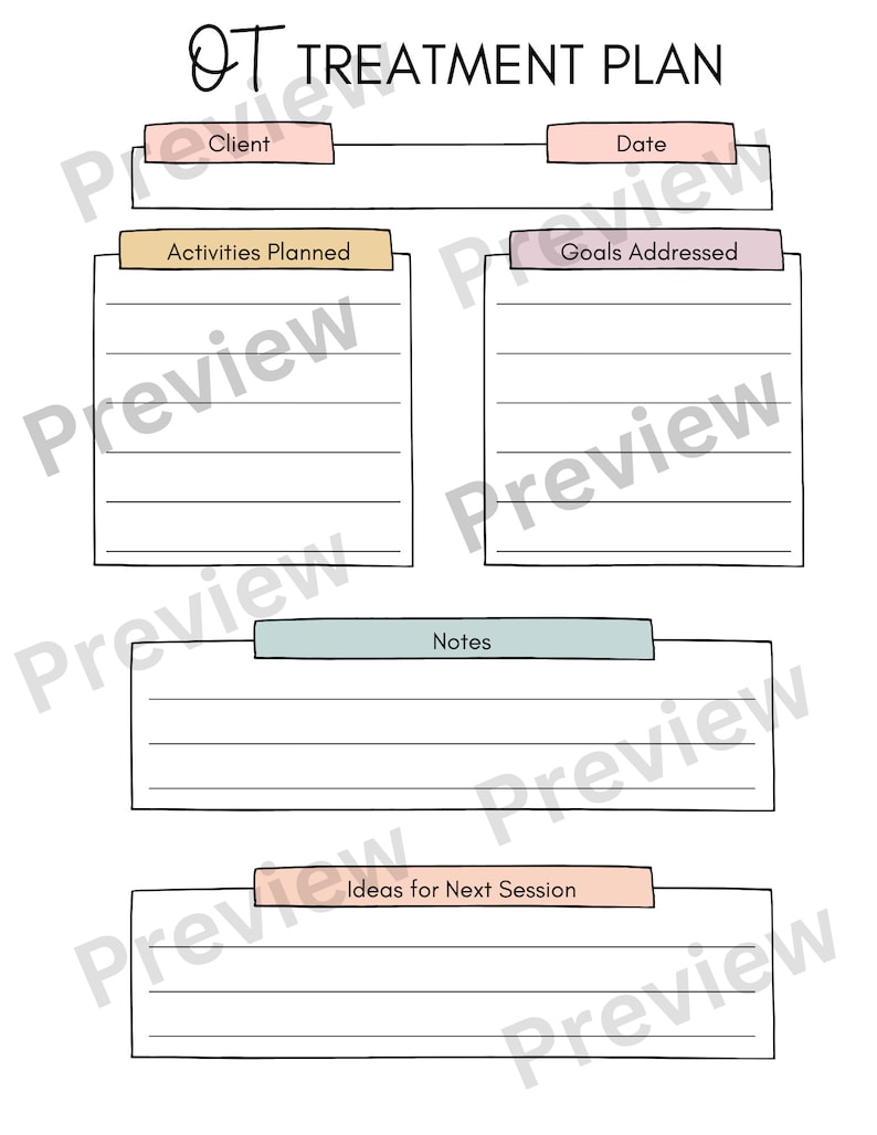 Occupational Therapy Treatment Plan Templates Pediatric OT - Etsy Australia