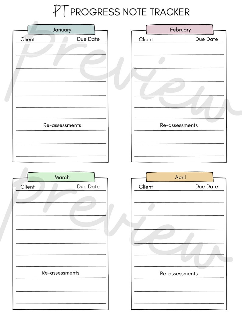 Physical Therapy Progress Note Tracker, Physical Therapy Progress Note ...