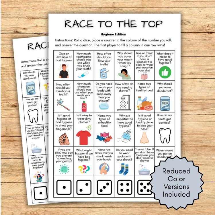 Race to the Top Hygiene Game for Teens, No-prep Hygiene Game, Self-care ...