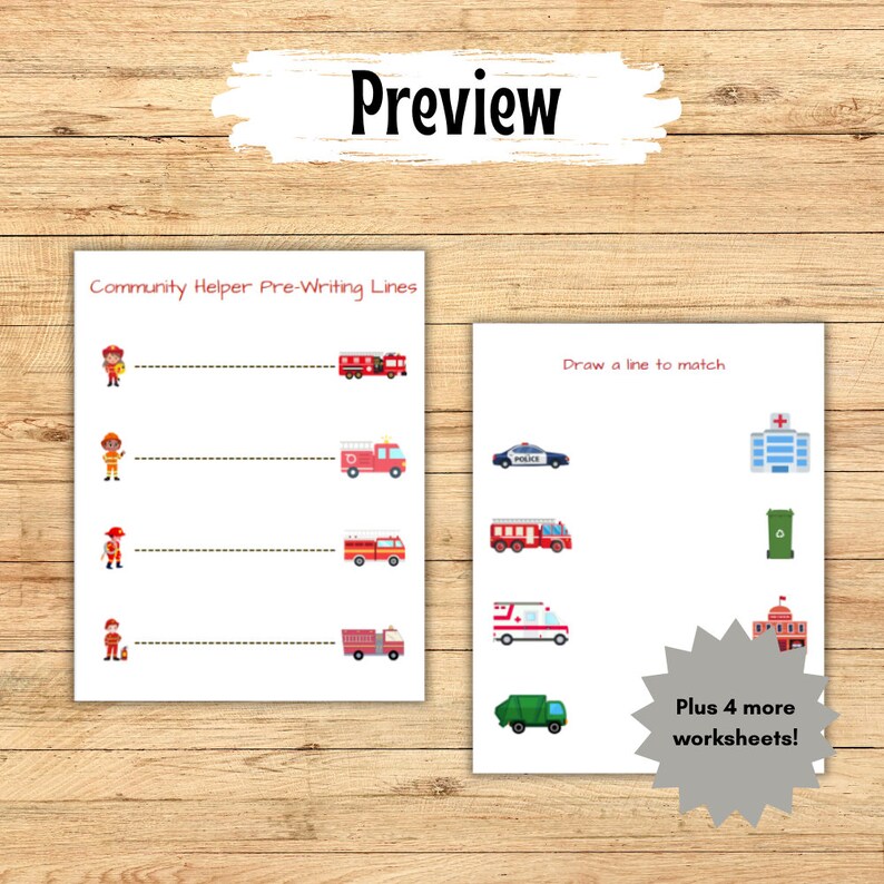 Community Helper Fine Motor & Pre-writing Worksheets, Pencil Control ...