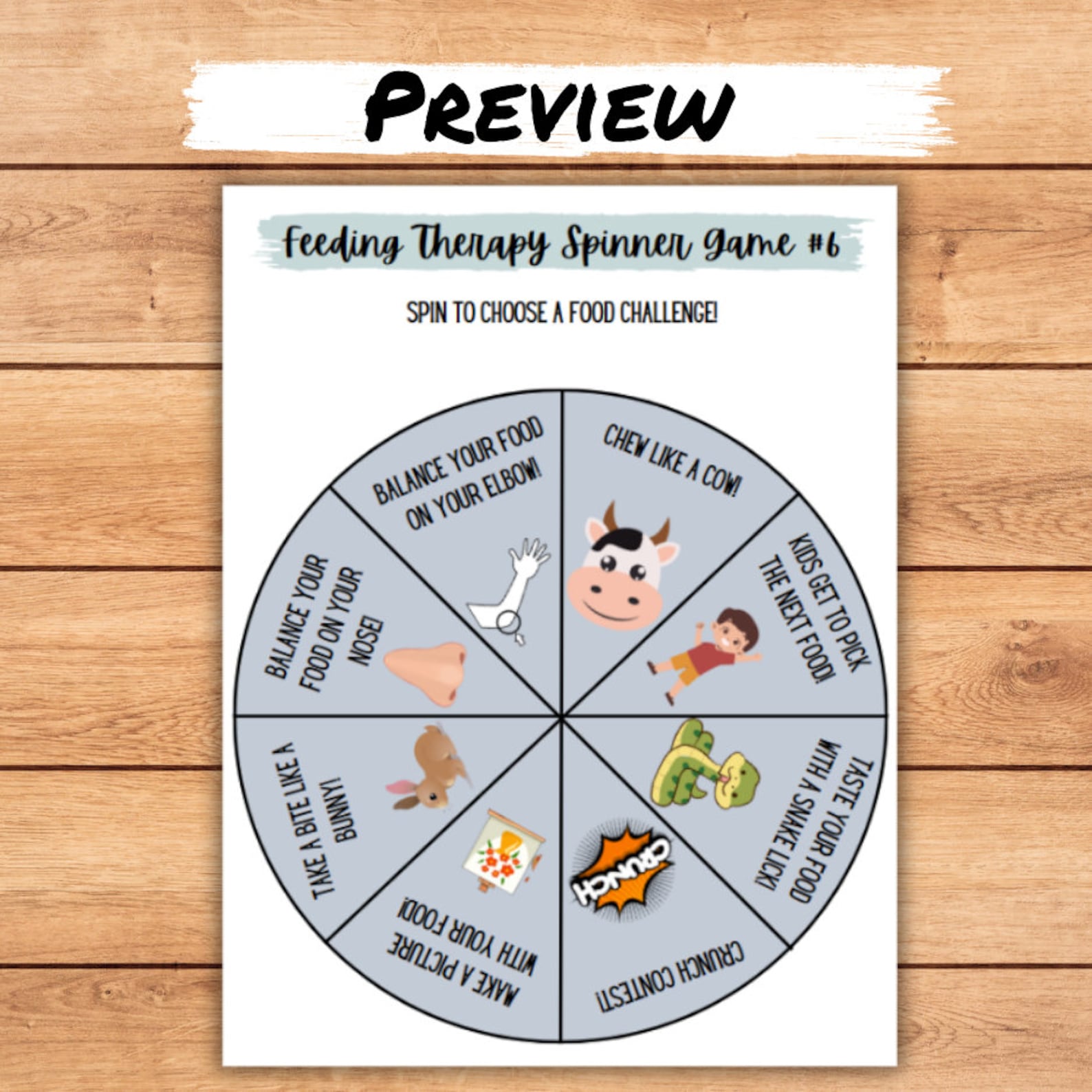 Feeding Therapy Spinner Games, Feeding Therapy Resources, Feeding ...