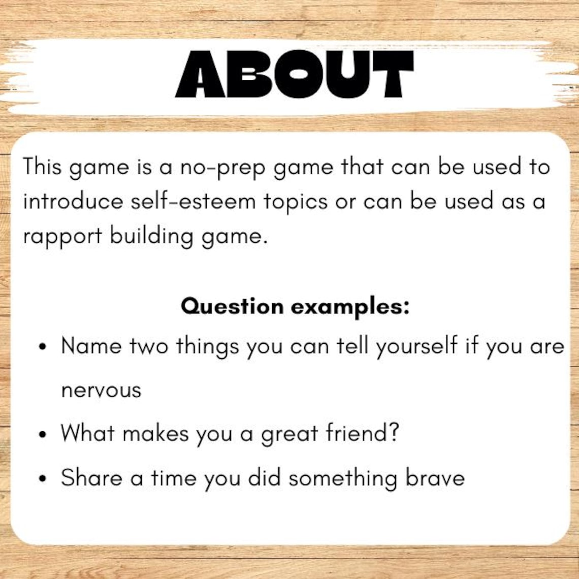 No Prep Self-esteem Game for Kids, Rapport Building Therapy Game for ...