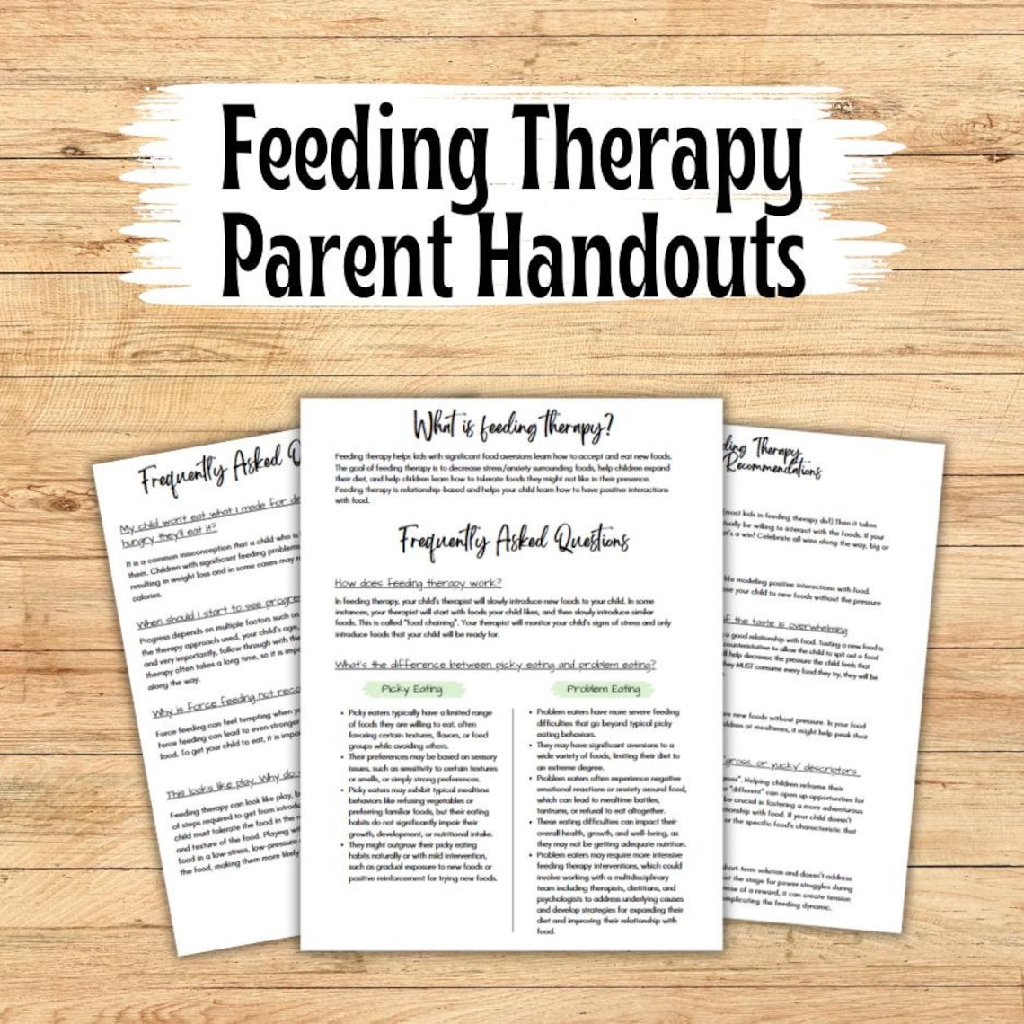 Feeding Therapy Parent Handouts, Feeding Therapy Resource, Feeding ...