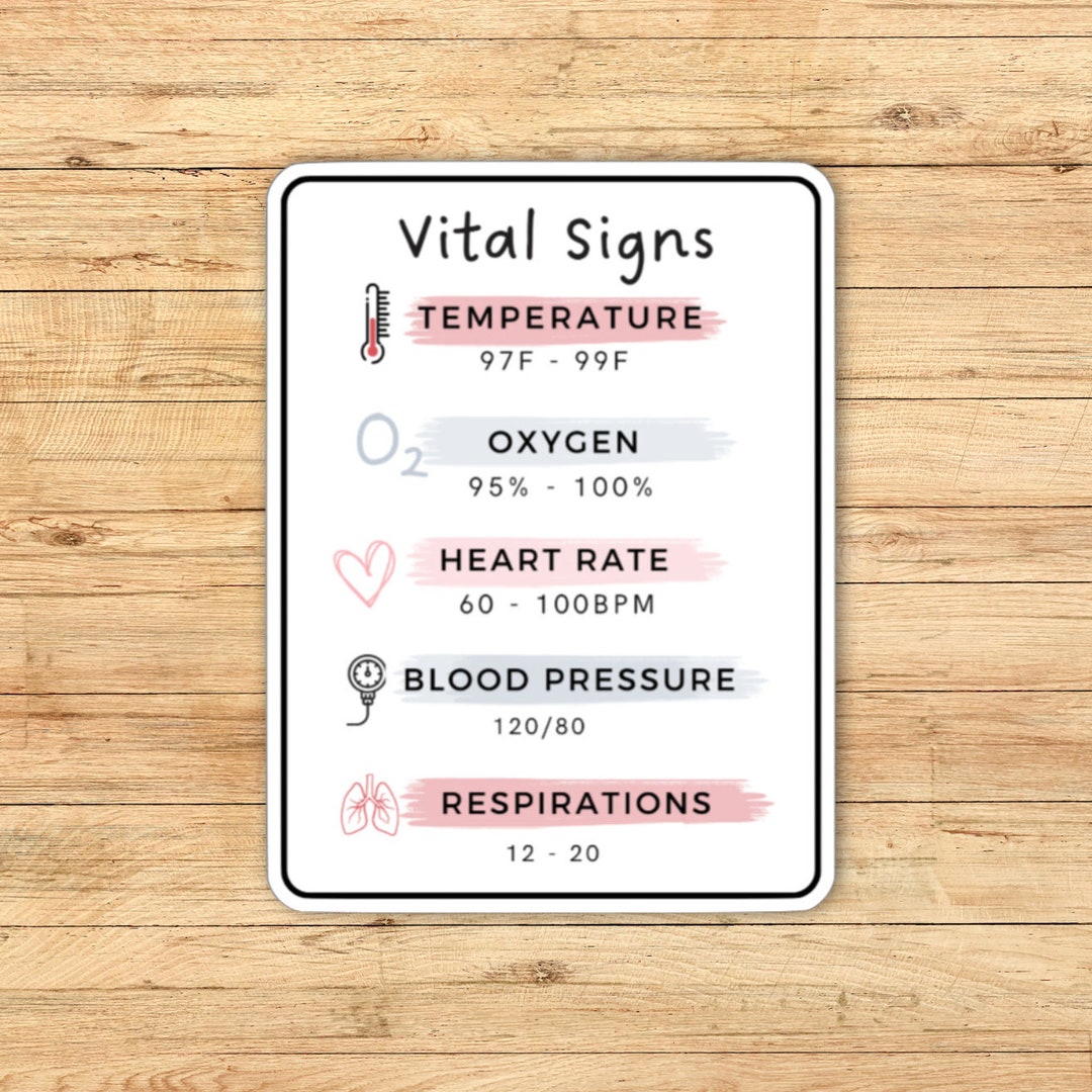 Vital Sign Sticker, Vital Sign Reference, Vital Cheat Sheet, Nursing ...