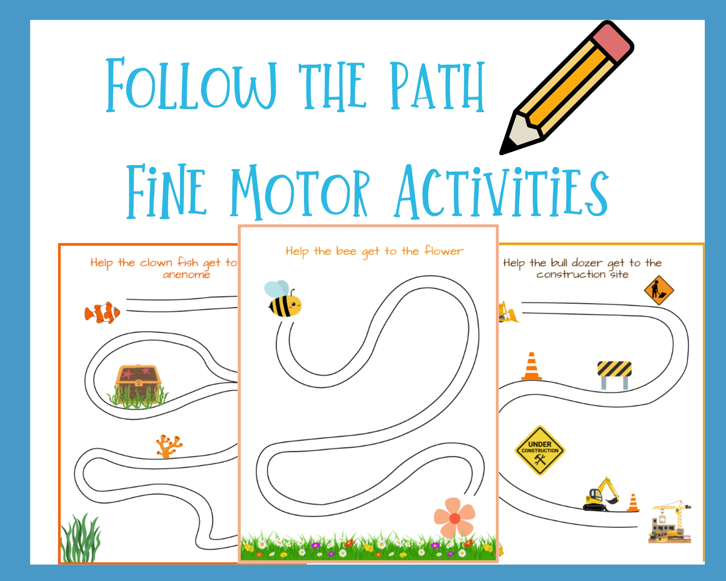 Trace the Path Worksheets, Path Tracing, Pencil Control Worksheet ...