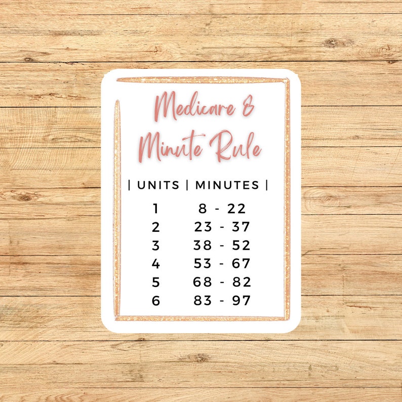Medicare 8 Minute Rule Sticker, 8 Minute Unit Sticker, Physical ...
