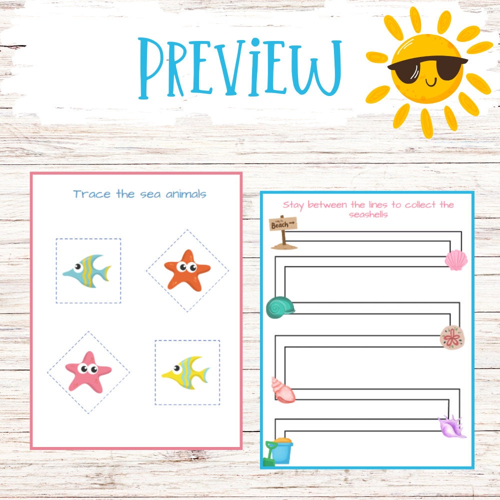 Summer Themed Fine Motor and Pre-writing Line Worksheets, Preschool ...