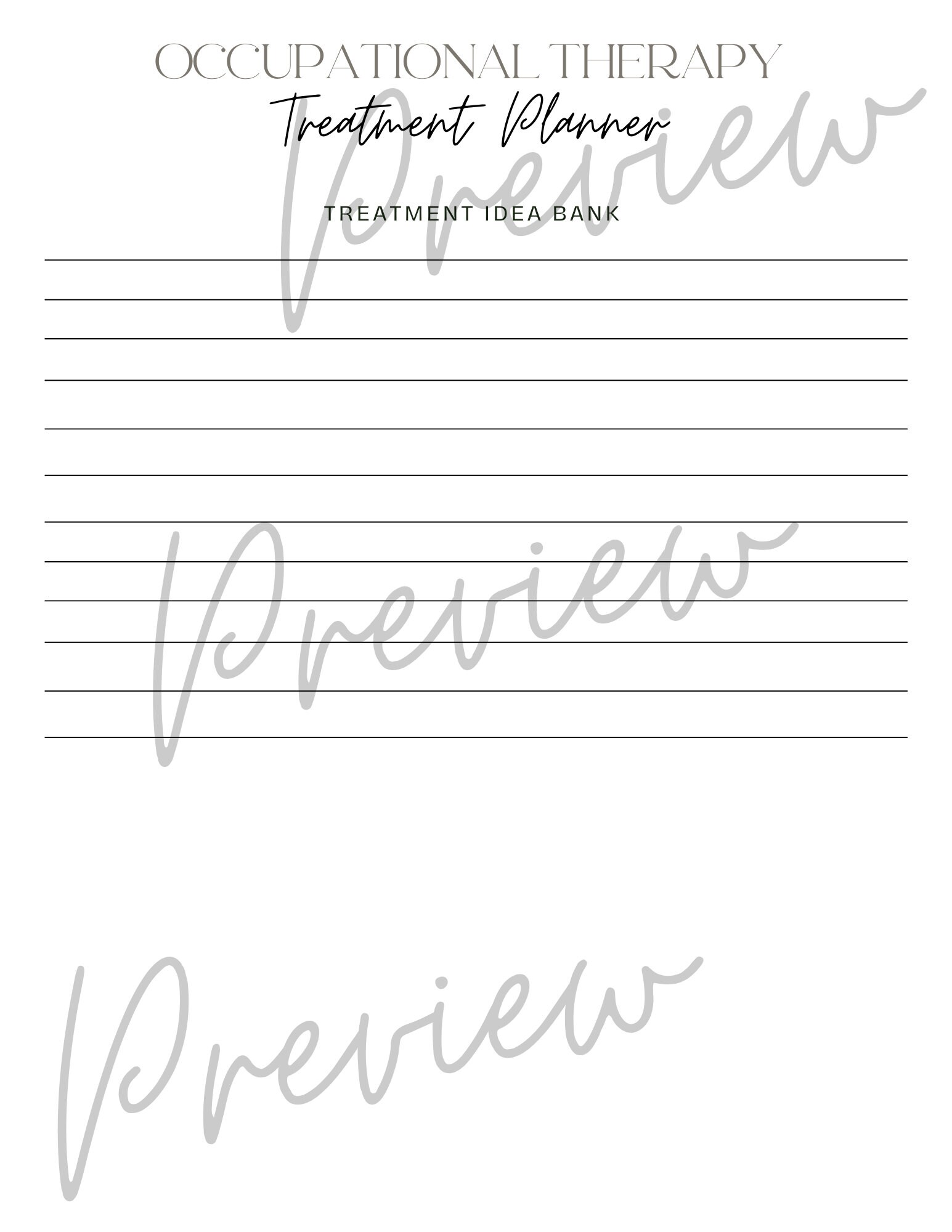 Minimalist, Simple Occupational Therapy Treatment Planner - Etsy