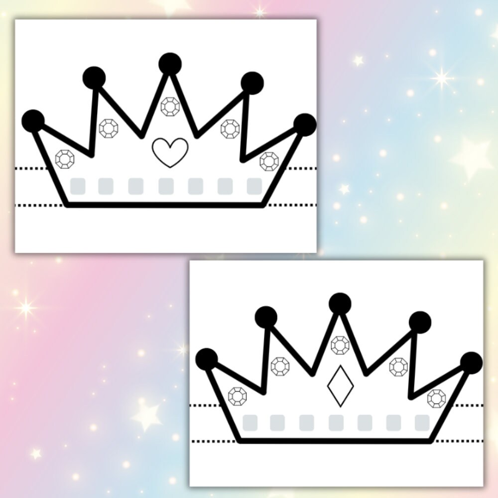 Wearable Paper Princess Crown Reward Chart, Princess Crown Sticker ...