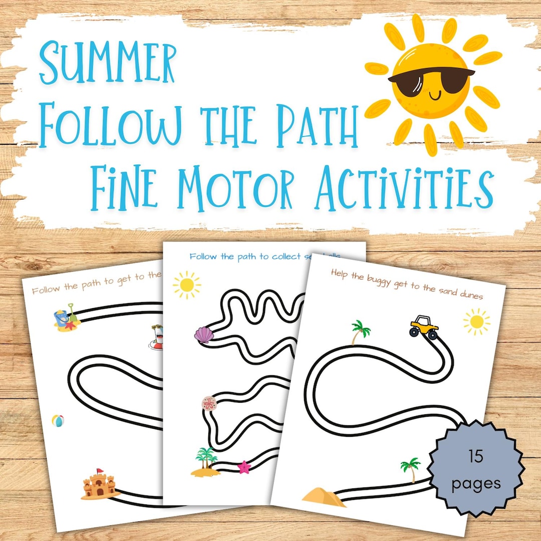 Summer Themed Trace the Path Worksheets, Path Tracing, Pencil Control ...