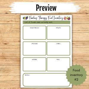 Feeding Therapy Logs, Home Feeding Therapy Log, Session Feeding Therapy ...