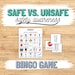 Safe Vs. Unsafe Bingo Game, Safety Awareness for Kids, Safety Awareness ...