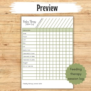 Feeding Therapy Logs, Home Feeding Therapy Log, Session Feeding Therapy ...