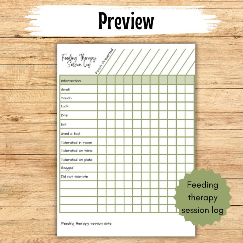 Feeding Therapy Logs, Home Feeding Therapy Log, Session Feeding Therapy ...
