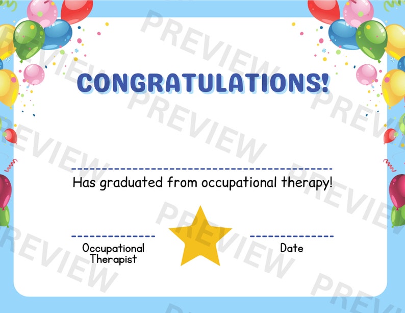 Occupational Therapy Graduation Certificates, Pediatric OT Graduation ...