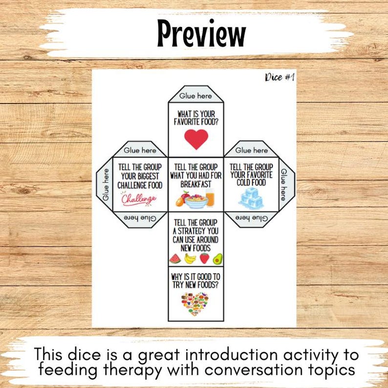Feeding Therapy Dice Games, Feeding Therapy Resources, Feeding Therapy ...