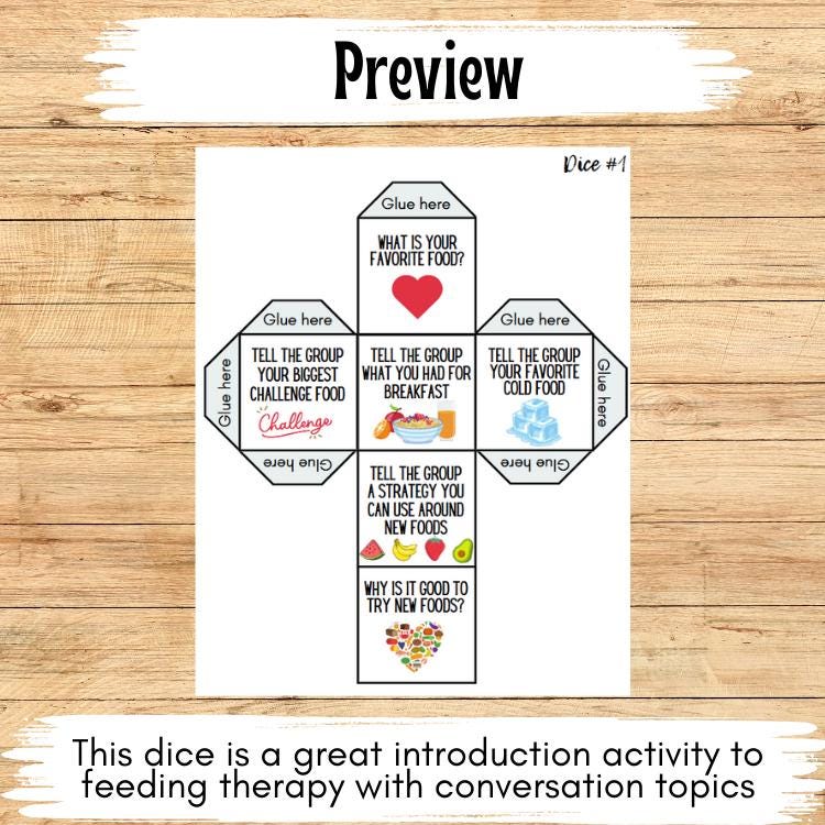 Feeding Therapy Dice Games, Feeding Therapy Resources, Feeding Therapy ...