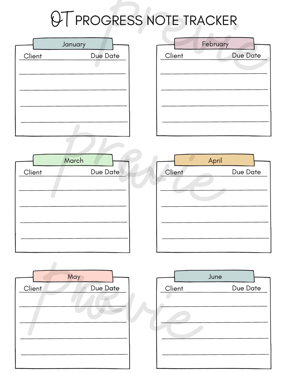 Occupational Therapy Progress Note Tracker, Occupational Therapy ...