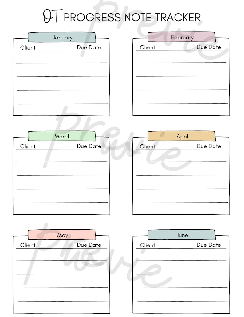 Occupational Therapy Progress Note Tracker, Occupational Therapy ...