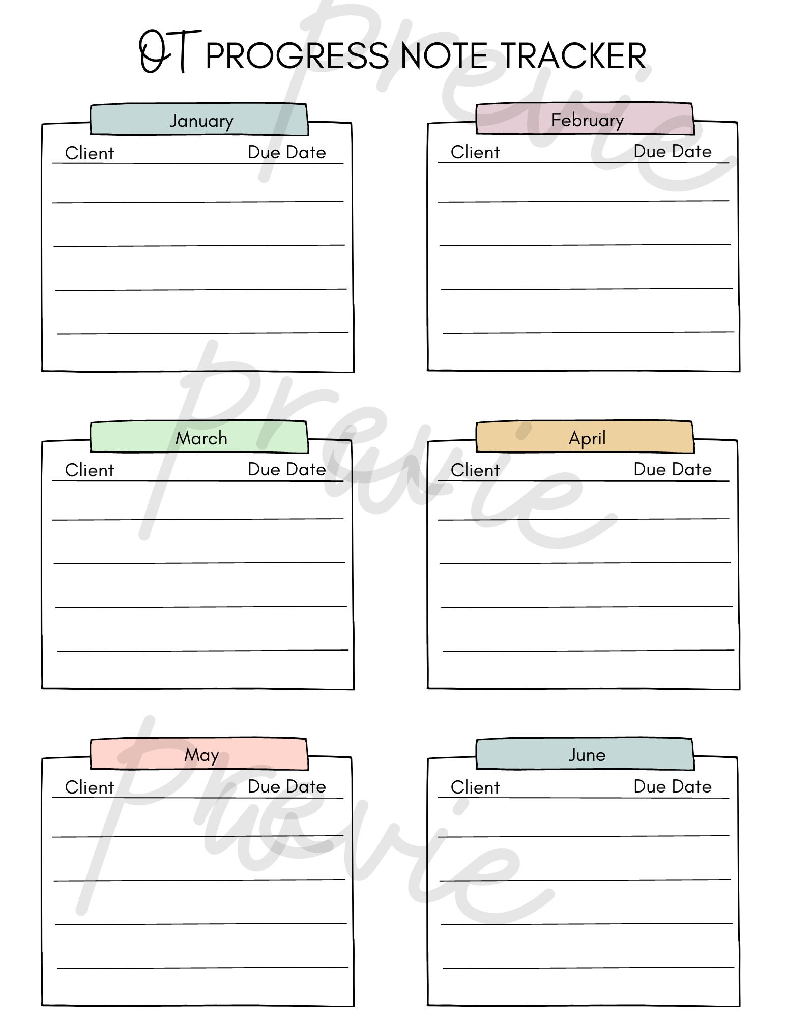 Occupational Therapy Progress Note Tracker, Occupational Therapy ...