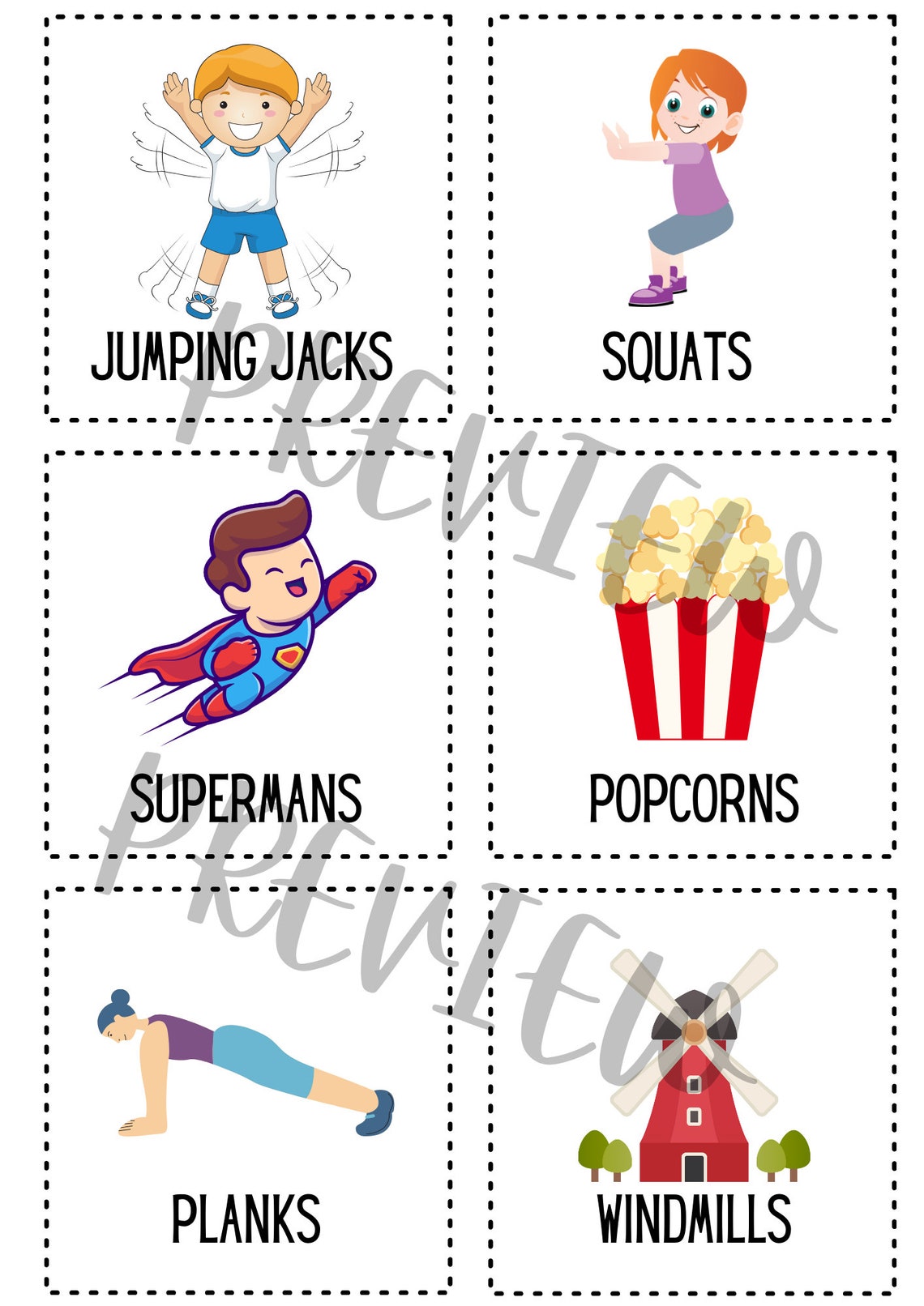 Gross Motor Exercise Cards; Gross Motor Exercise Pocket Dice Cards ...