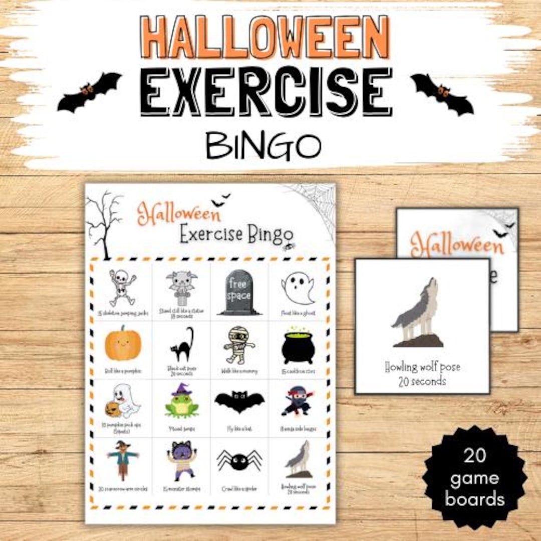 Halloween Gross Motor Exercise Bingo Game, Halloween Exercise Games for ...