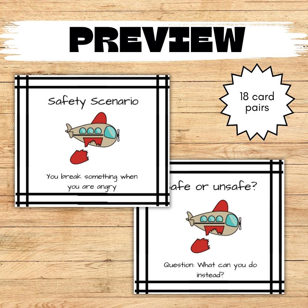 Safe Vs. Unsafe Memory Match Game, Safety Awareness for Kids, Safety ...