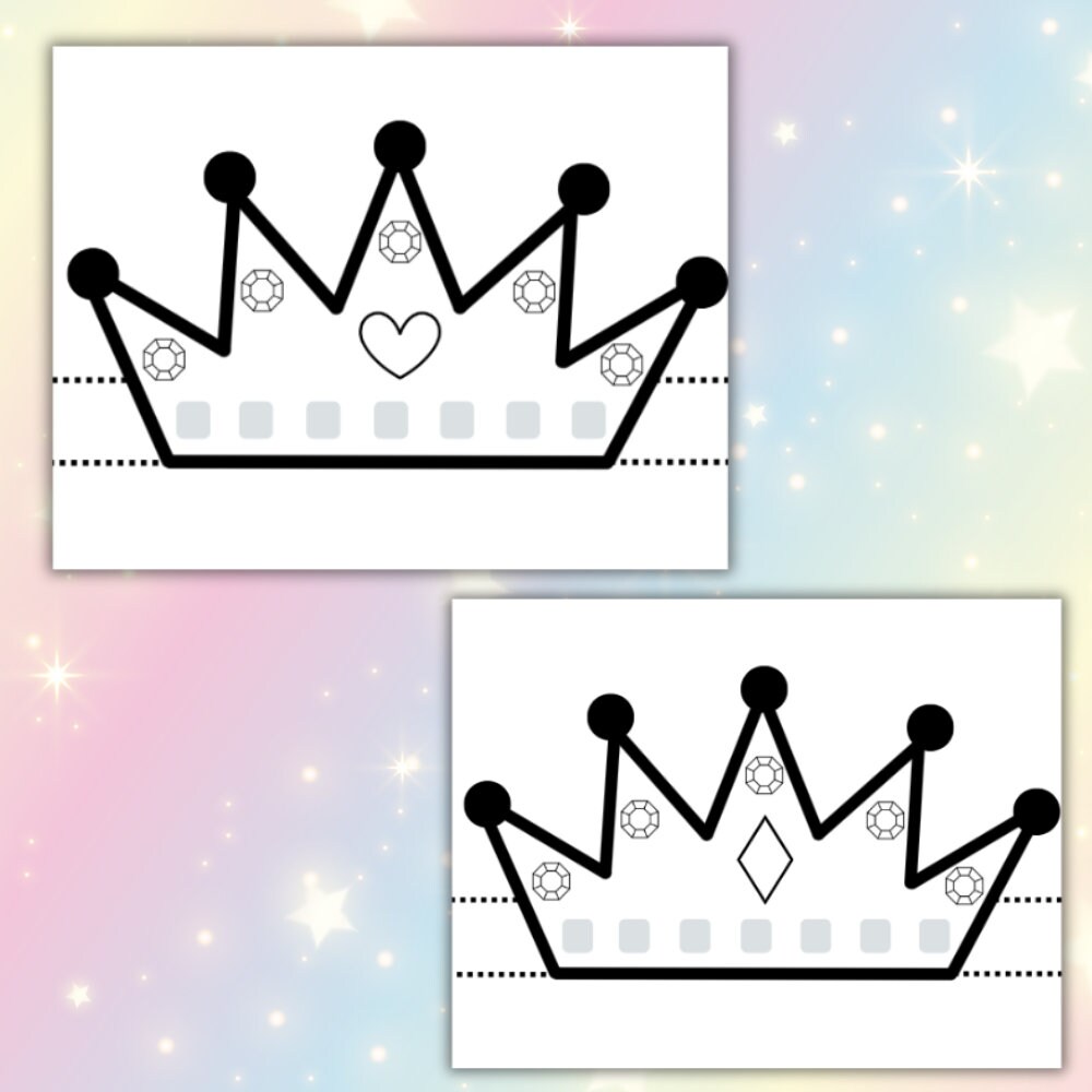Wearable Paper Princess Crown Reward Chart, Princess Crown Sticker ...