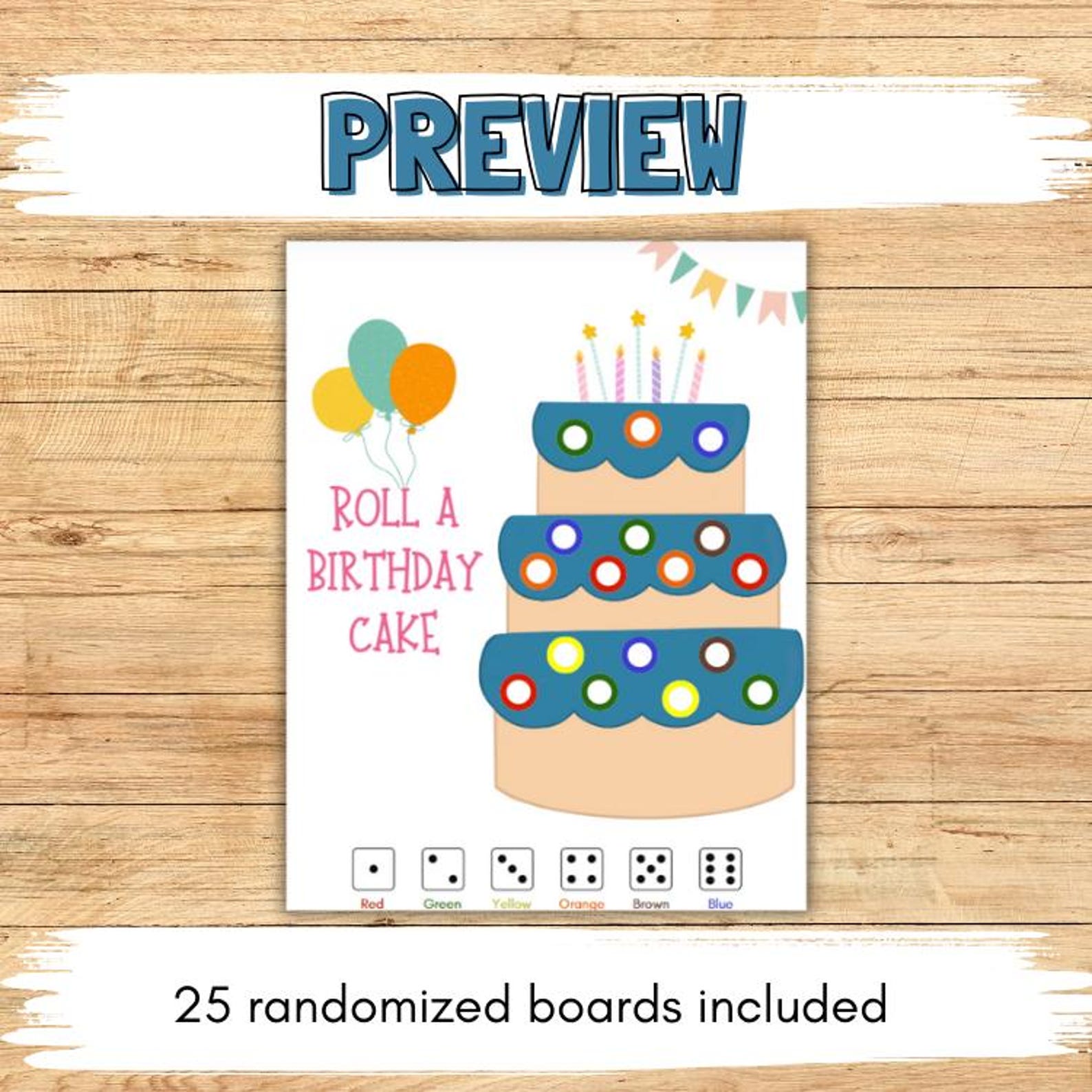 Roll a Birthday Cake Game, Birthday Party Game, Birthday Game for Kids ...