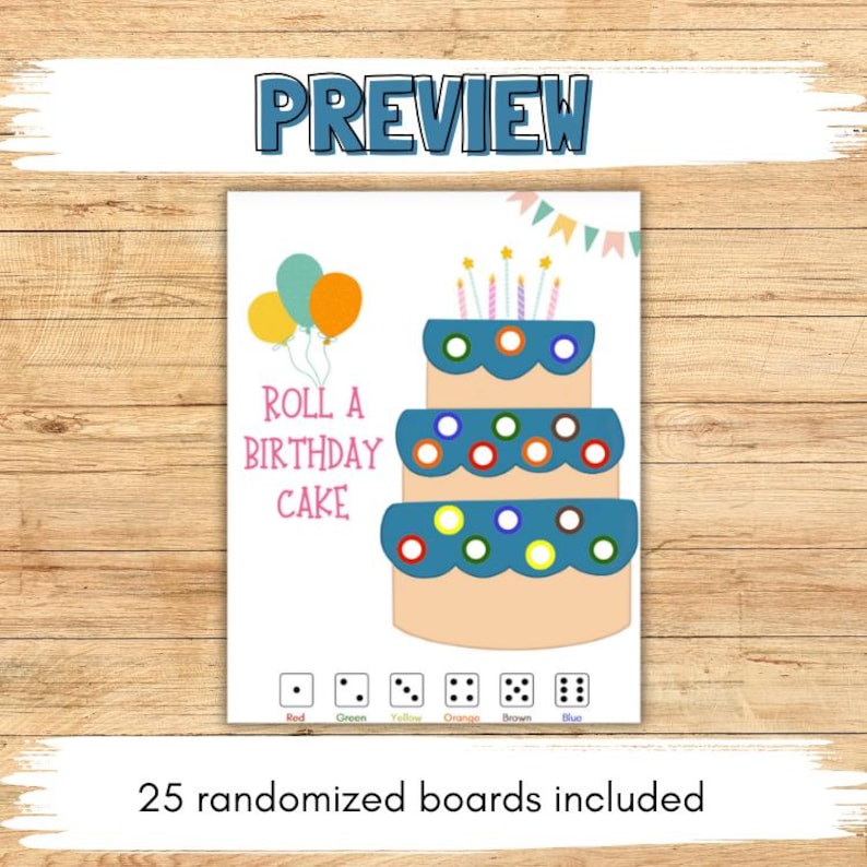 Roll a Birthday Cake Game, Birthday Party Game, Birthday Game for Kids ...