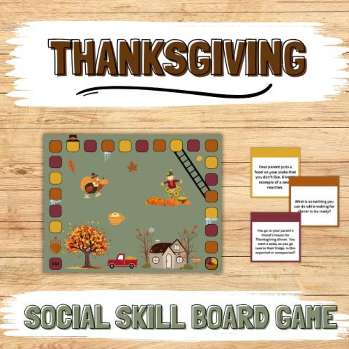 Thanksgiving Social Skill Board Game, Thanksgiving Social Emotional ...