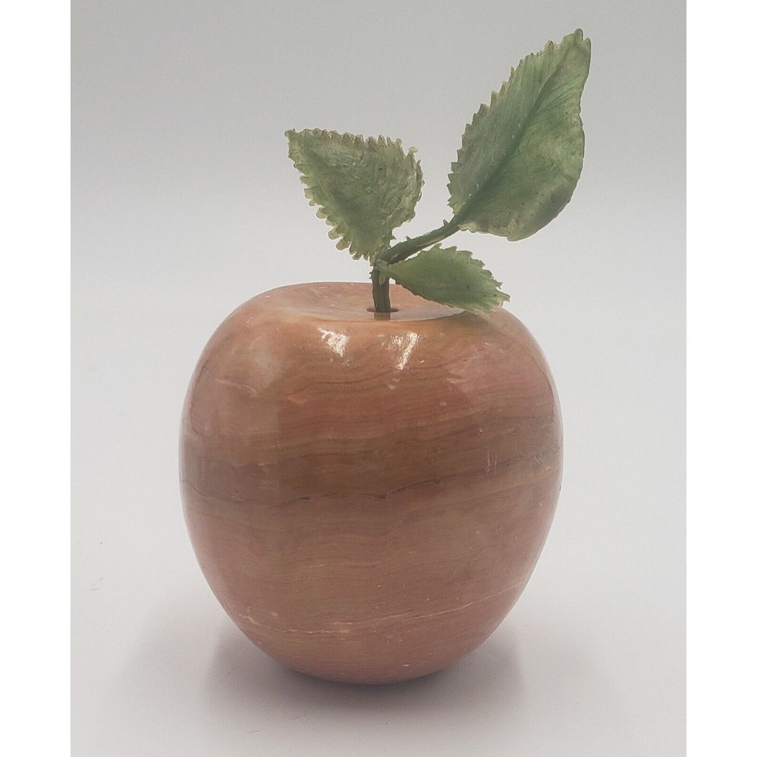 Vintage Italian Alabaster Marble Apple W/stem, Polished Paperweight - Etsy