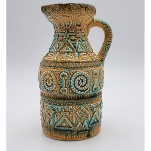 Vintage~pacific Pottery~japan~ceramic Pitcher/vase~yellow & Green~@7.25 ...