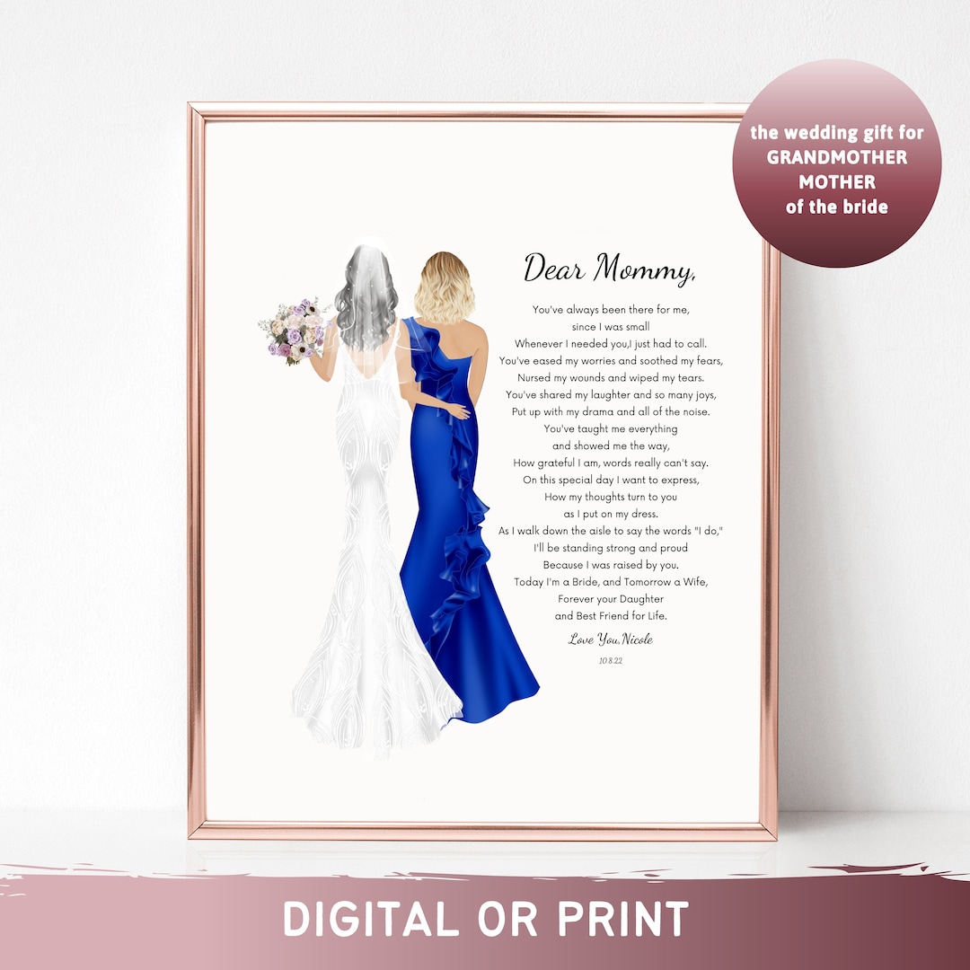 Mother of the Bride Poem From Daughter to Mom of the Bride Gift ...