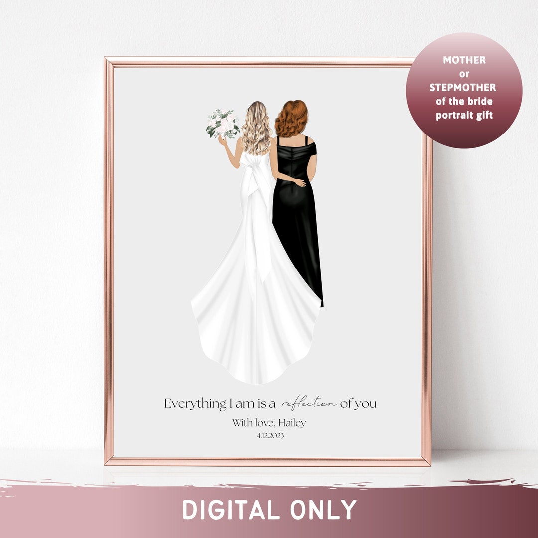 Mother of the Bride | Personalized Bride and Mother Portrait Art | Gift ...