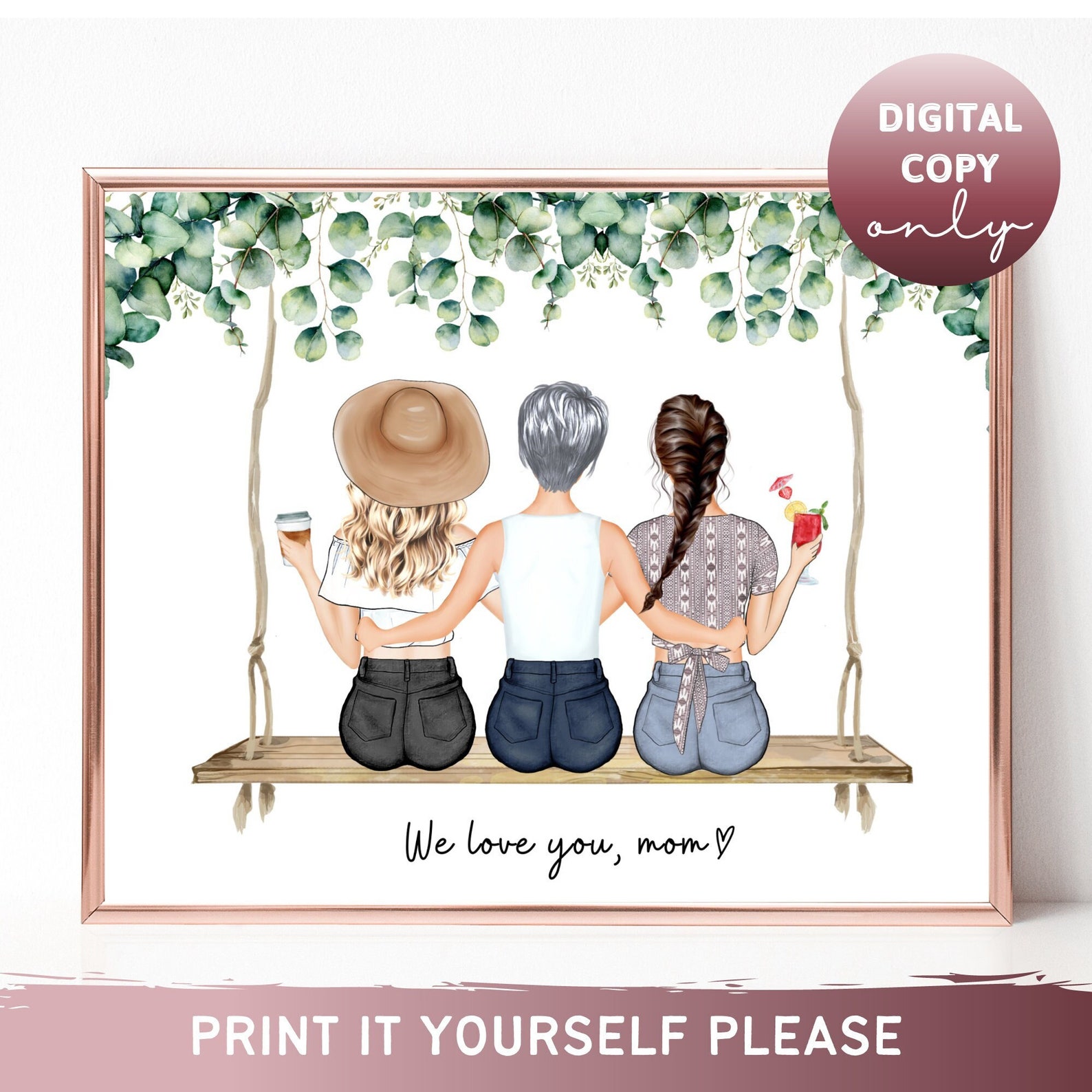 Mother and Daughter Portrait Personalized Gift Mothers Day Gift From ...