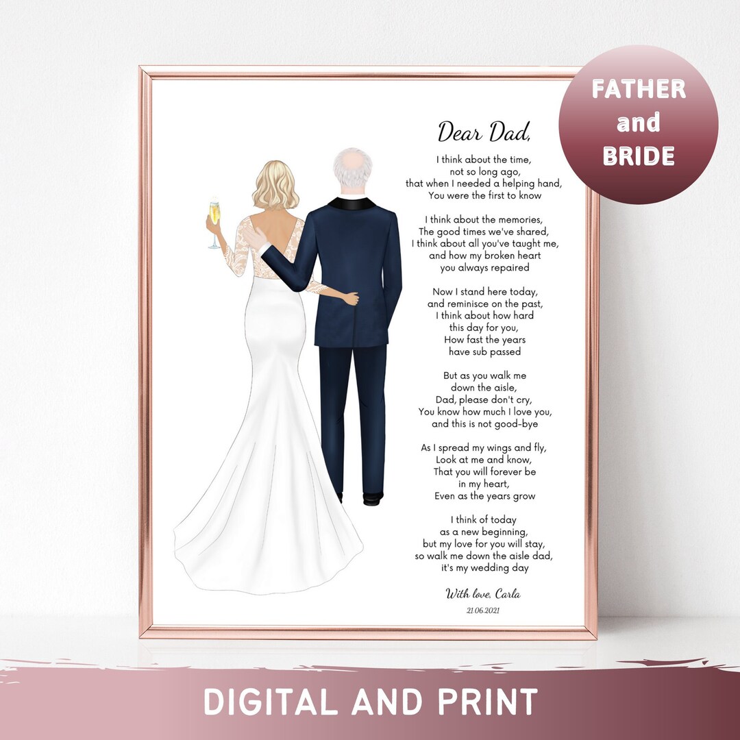Father of the Bride Gift Personalized Gift Father of the Bride Print ...