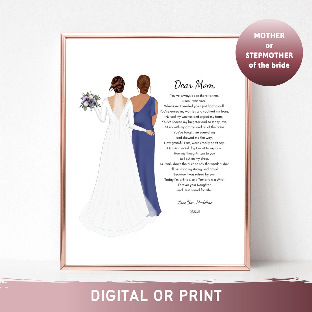 Mother of the Bride Gift | Bride and Mother Portrait | Poem From ...